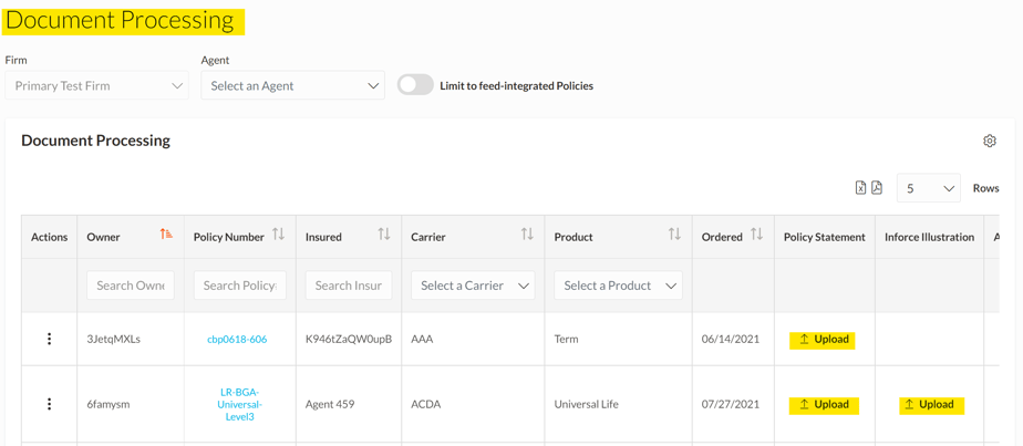 Upload a Policy Document for Processing