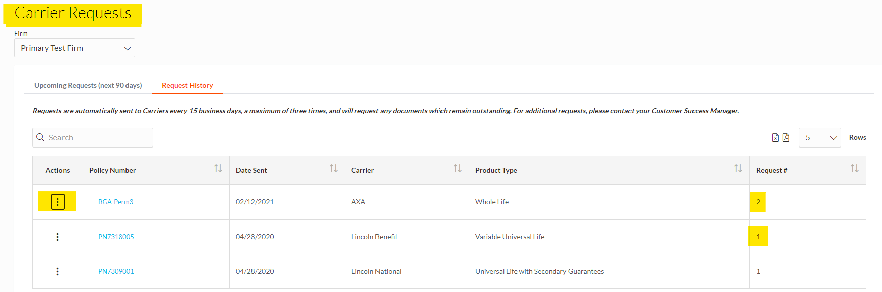 How Does Proformex Request Policy Documents from Carriers?